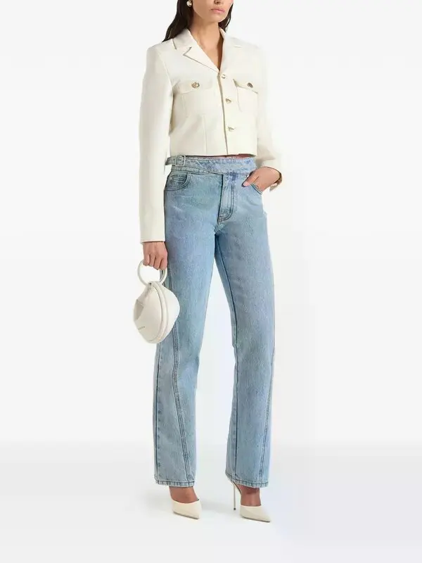 Manière De Voir Maniere De Voir Daphina Cropped Tailored Twill Jacket With Gold-tone Buttons - Neutrals
