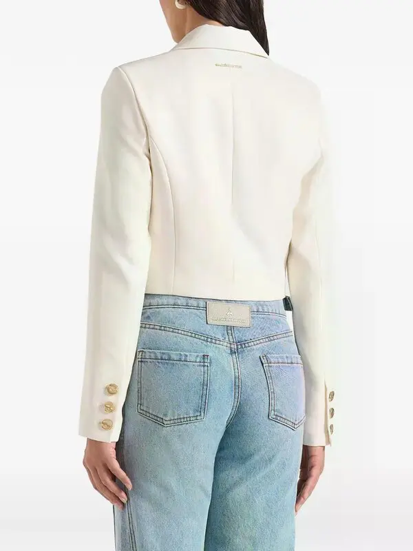 Manière De Voir Maniere De Voir Daphina Cropped Tailored Twill Jacket With Gold-tone Buttons - Neutrals