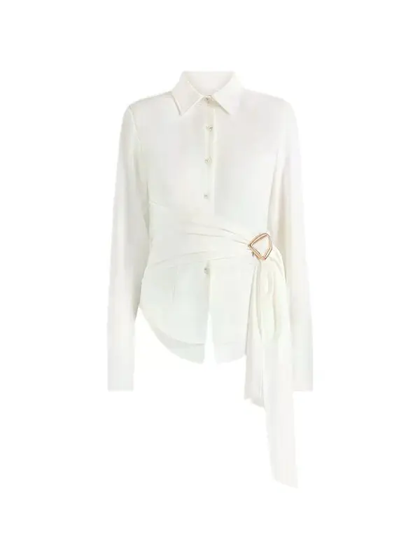 Manière De Voir Wrap Shirt With Gold Hardware And Marble Buttons