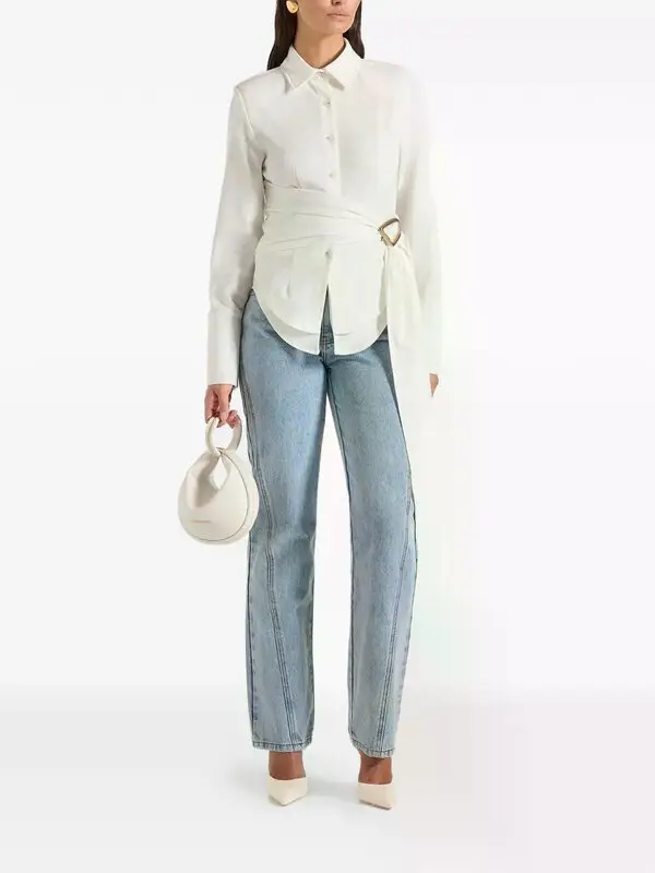 Manière De Voir Wrap Shirt With Gold Hardware And Marble Buttons