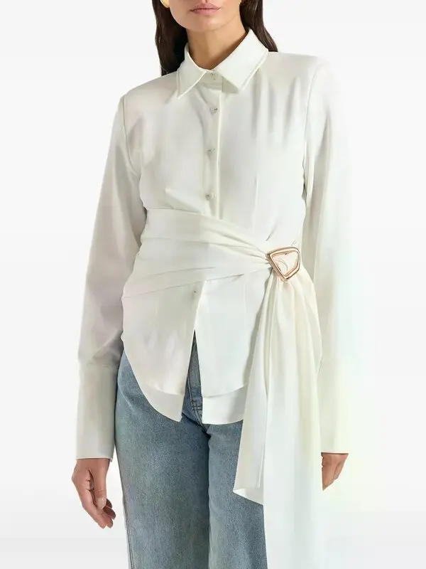 Manière De Voir Wrap Shirt With Gold Hardware And Marble Buttons