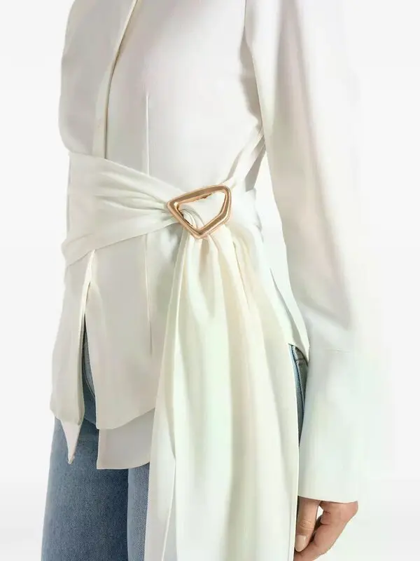 Manière De Voir Wrap Shirt With Gold Hardware And Marble Buttons