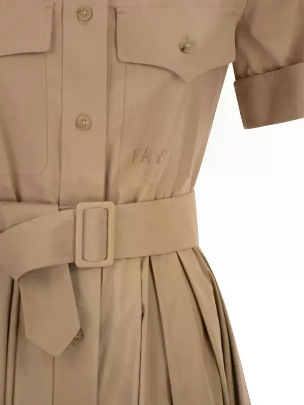 FAY Flap-pocket Belted Midi Shirt Dress