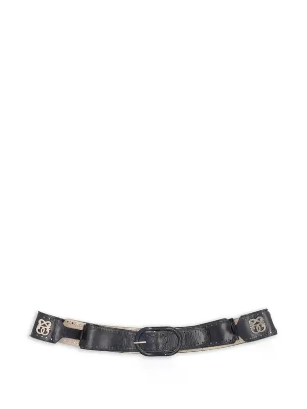 PIROVANO VINTAGE Perforated Leather Belt - Black