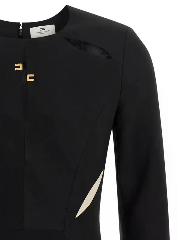 Elisabetta Franchi Sheath Cut-out Logo Dress - Black