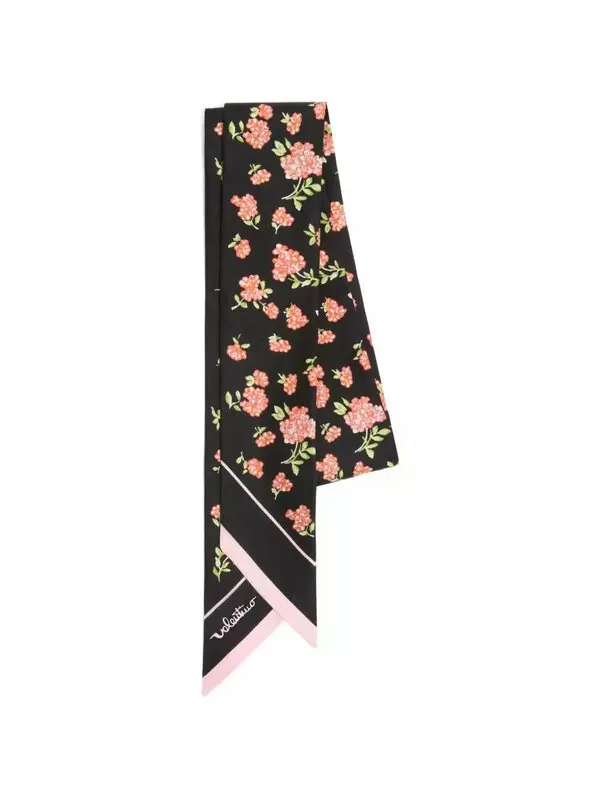 Valentino Garavani Ramage Fiorellini Silk Bandeau Scarf - Black