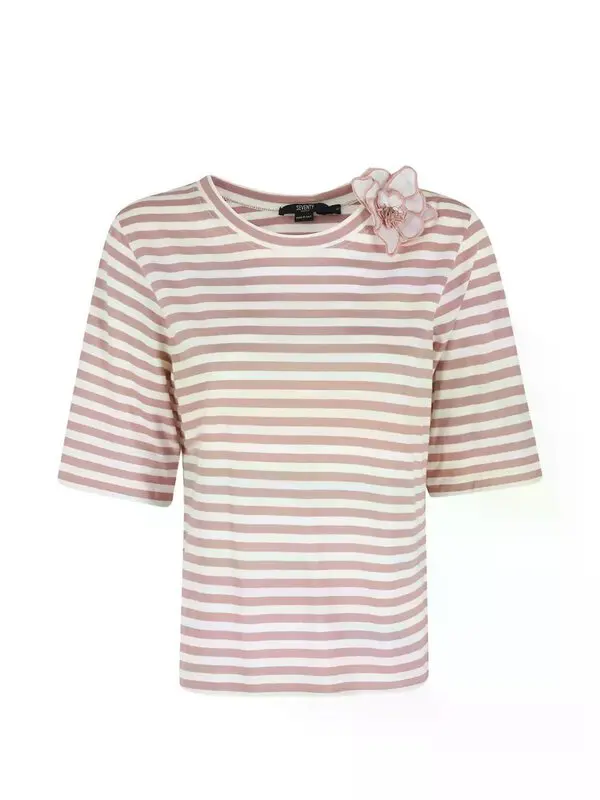 Seventy Striped Top With Floral Detail