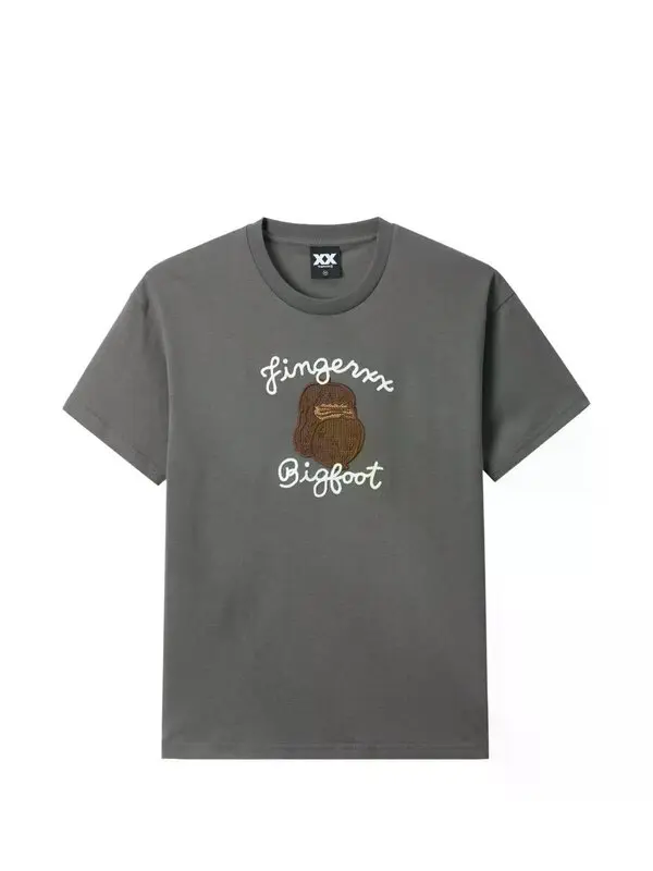 FINGERCROXX Logo-embroidered T-shirt - Grey