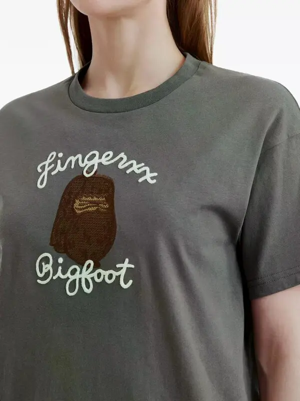 FINGERCROXX Logo-embroidered T-shirt - Grey