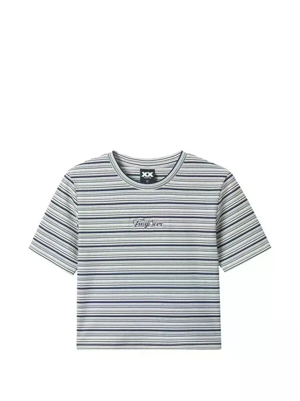 FINGERCROXX Striped Pattern T-shirt