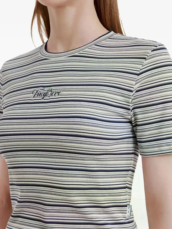 FINGERCROXX Striped Pattern T-shirt