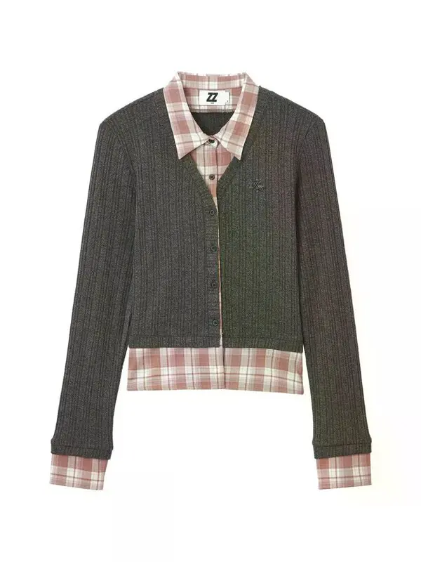 Izzue Shirt-panel Cardigan - Grey