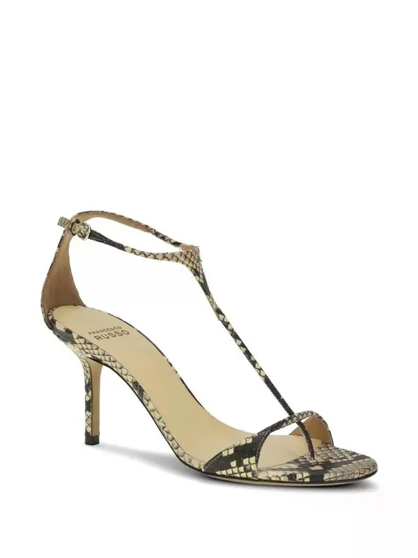FRANCESCO RUSSO T-strap Patterned Sandals - Neutrals