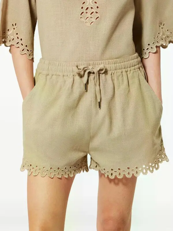 MARANT ETOILE Balyme Eyelet Shorts - Neutrals