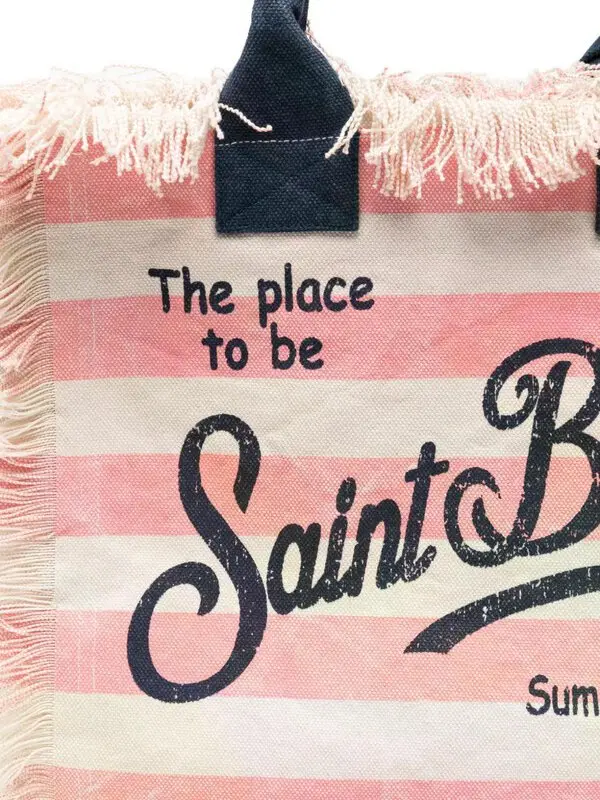 MC2 SAINT BARTH Fringed Striped Tote Bag - Pink
