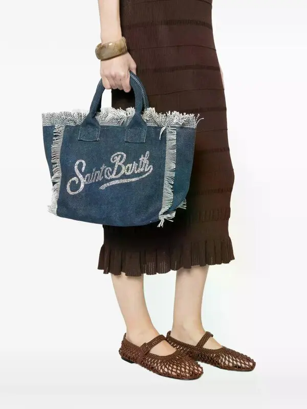 MC2 SAINT BARTH Colette Fringed Tote Bag - Blue