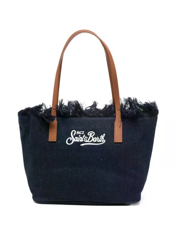 MC2 SAINT BARTH Embroidered Fringed Tote Bag - Blue