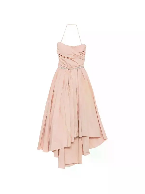 Pinko Strapless Ruched Asymmetric Midi Dress - Pink