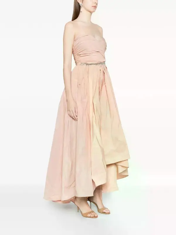Pinko Strapless Ruched Asymmetric Midi Dress - Pink