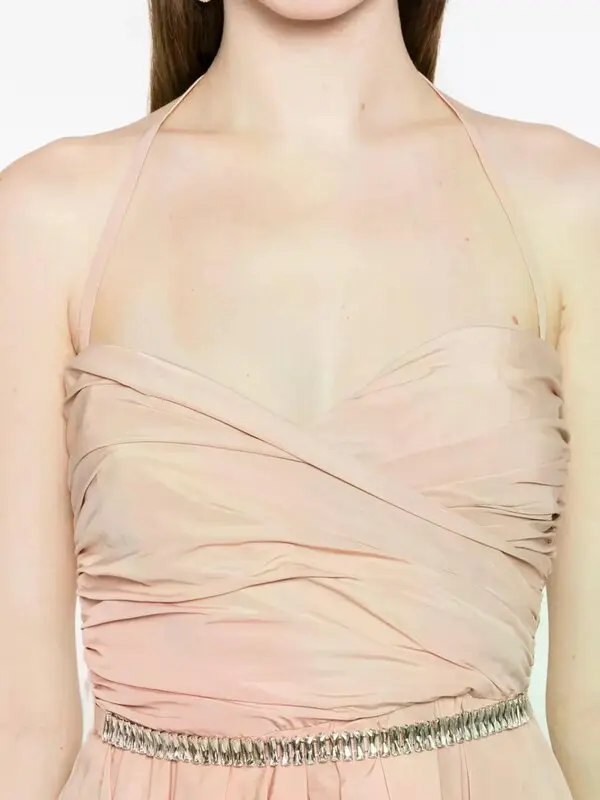 Pinko Strapless Ruched Asymmetric Midi Dress - Pink