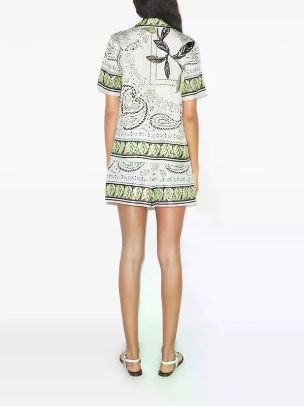 Tory Burch Silk Camp Shorts With Cockatoo Print
