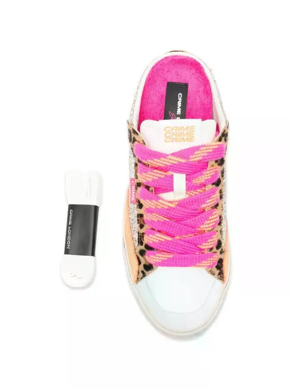 CRIME LONDON Glitter Leopard-pattern Slip-on Sneakers