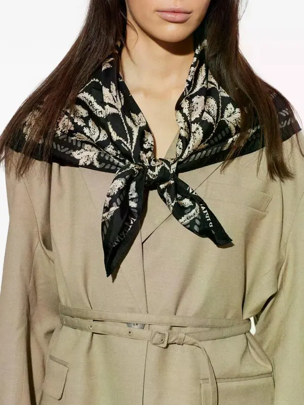 Max Mara Leaf-print Scarf - Black