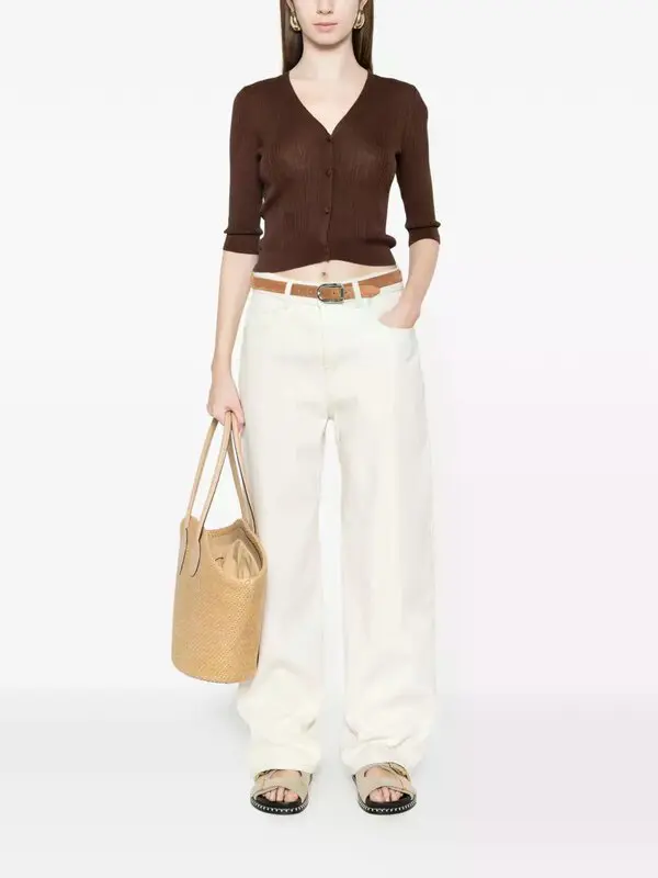 TWINSET Ribbed Knit V-neck Cardigan - Brown