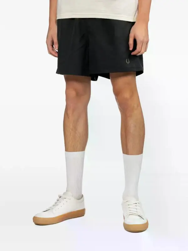 Fred Perry Logo-embroidered Shorts - Black