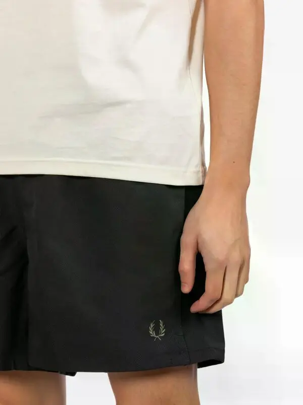 Fred Perry Logo-embroidered Shorts - Black