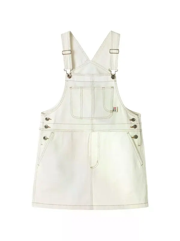 FINGERCROXX Buckled Overall Dress - White