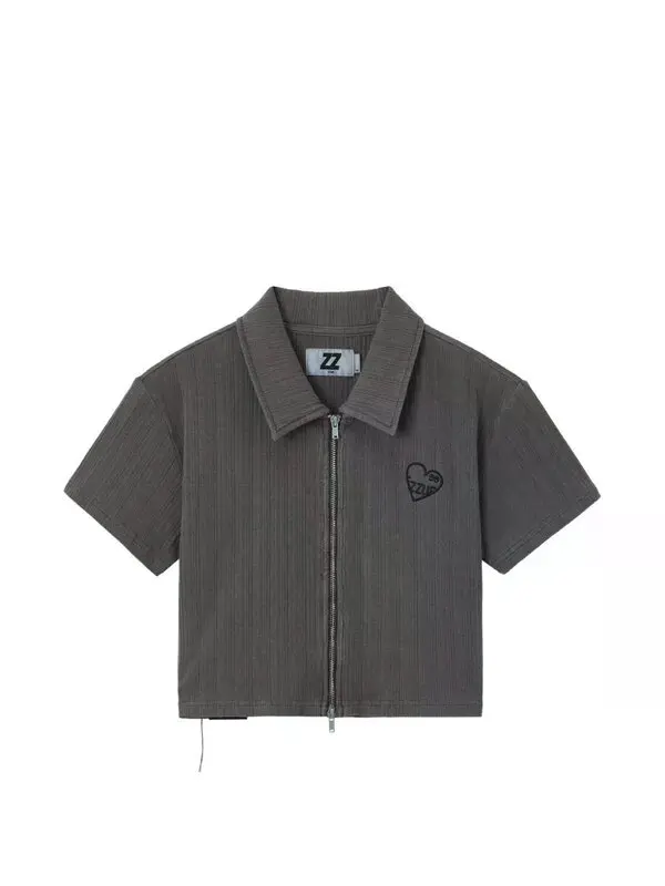 Izzue Zip-up Ribbed Top