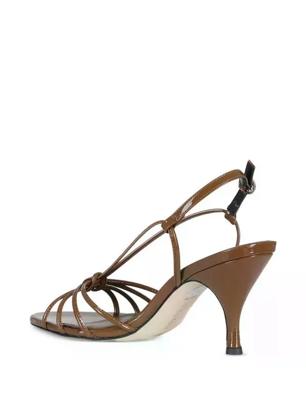 AeydĒ Solange Strappy Patent-finish Sandals - Brown