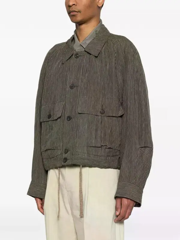 ZIGGY CHEN Striped Buttoned Shirt Jacket