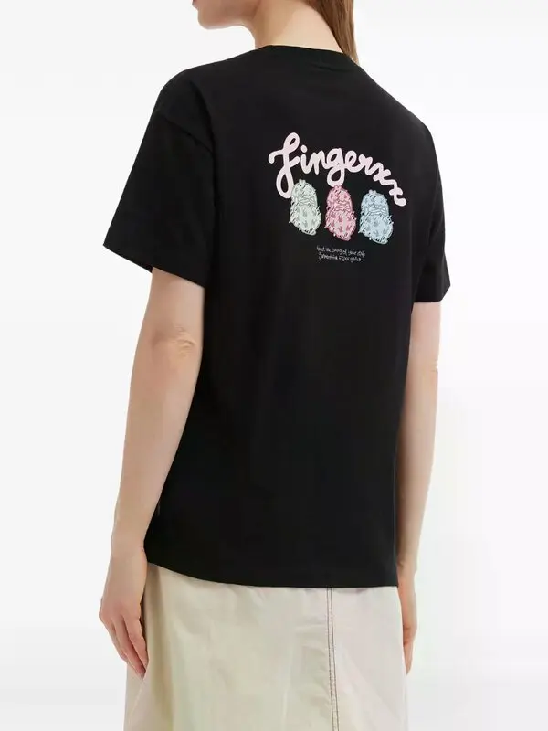 FINGERCROXX Printed Cotton T-shirt - Black