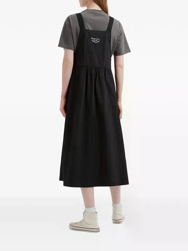 FINGERCROXX Embroidered Midi Dress - Black