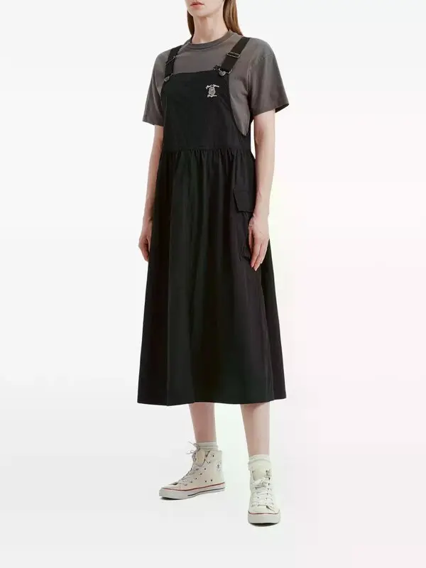 FINGERCROXX Embroidered Midi Dress - Black