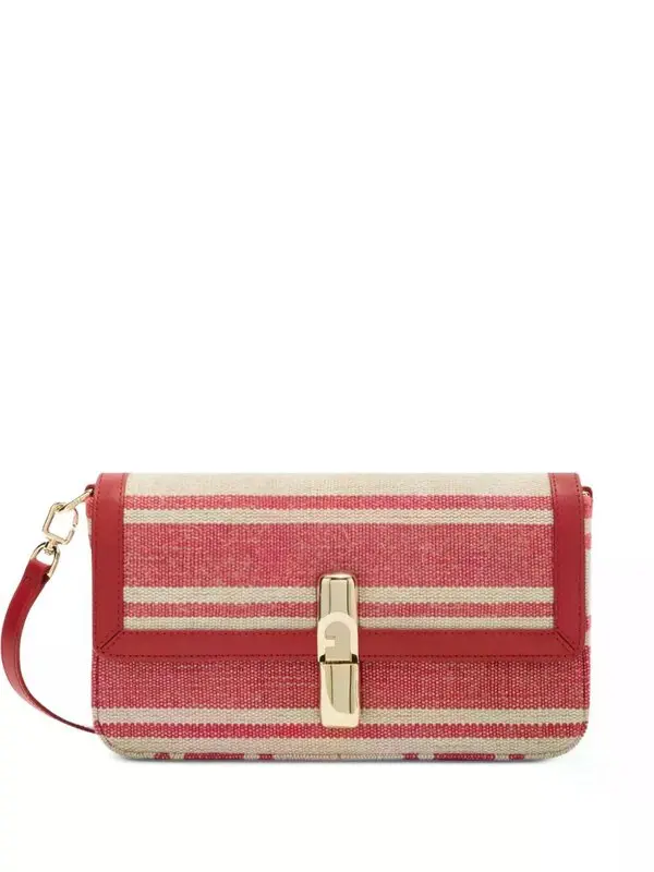 Furla Iride Striped Canvas Crossbody Bag - Red