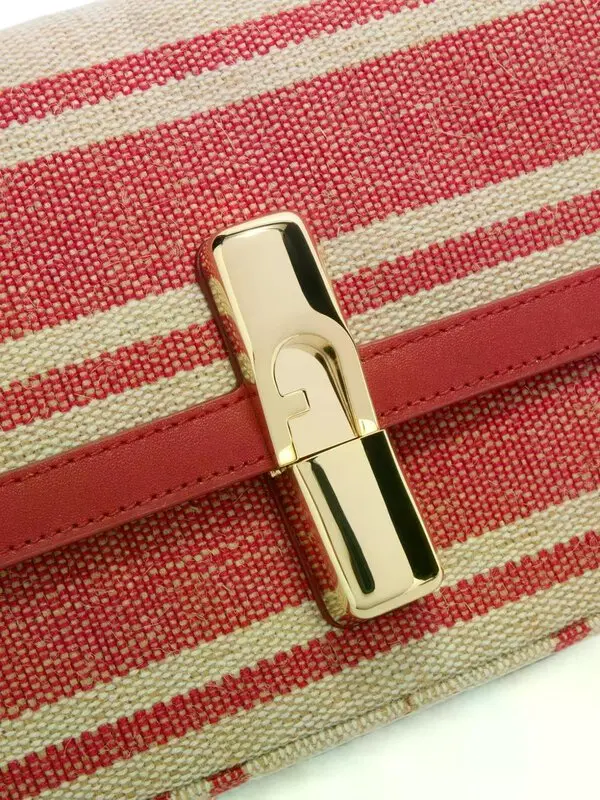 Furla Iride Striped Canvas Crossbody Bag - Red