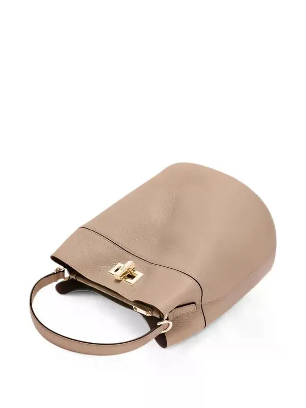 Furla Amelia Grained Calfskin Leather Bucket Bag M - Neutrals