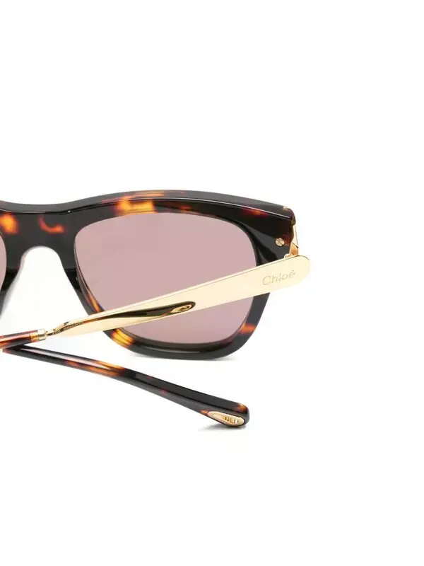 Chloé Gold-tone Rectangle Sunglasses