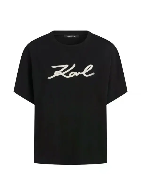 Karl Lagerfeld Signature Rope Detail Organic Cotton T-shirt - Black
