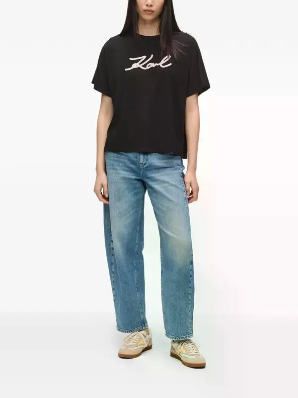 Karl Lagerfeld Signature Rope Detail Organic Cotton T-shirt - Black