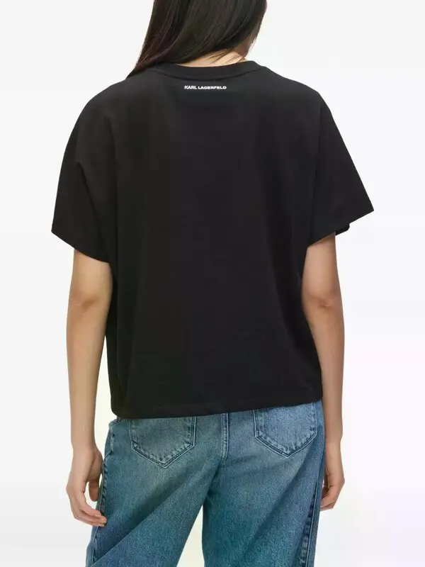 Karl Lagerfeld Signature Rope Detail Organic Cotton T-shirt - Black
