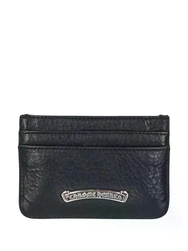 Chrome Hearts Scroll Logo Leather Card Holder - Black