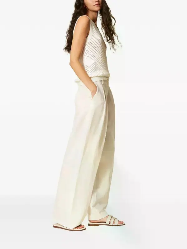 TWINSET Linen Blend Palazzo Trousers