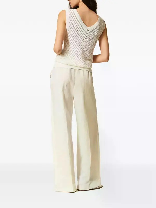 TWINSET Linen Blend Palazzo Trousers