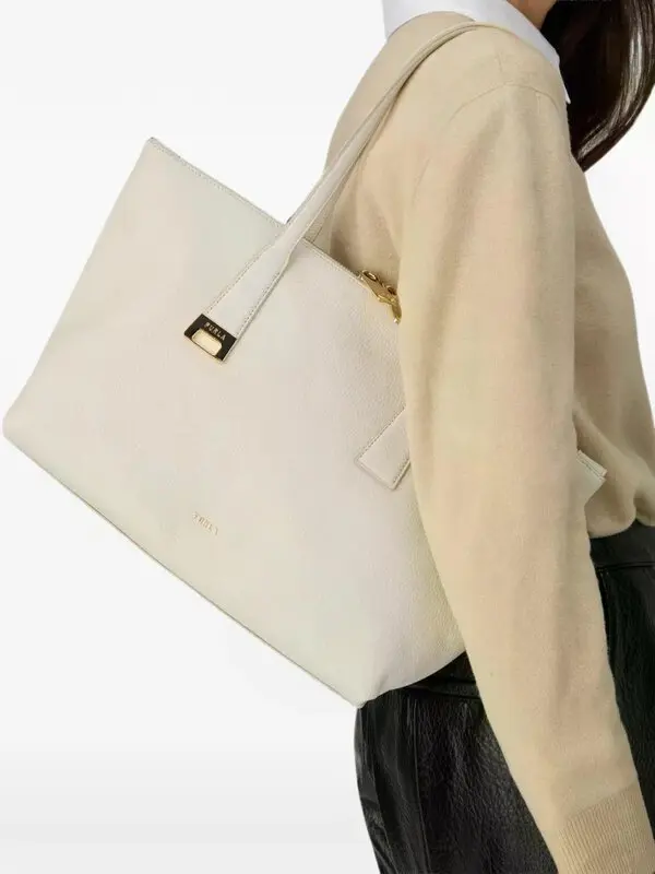 Furla Olivia Grained Leather Top Handle Tote Bag - Neutrals