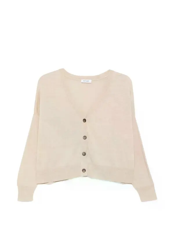 BASE Buttoned V-neck Cardigan - Neutrals