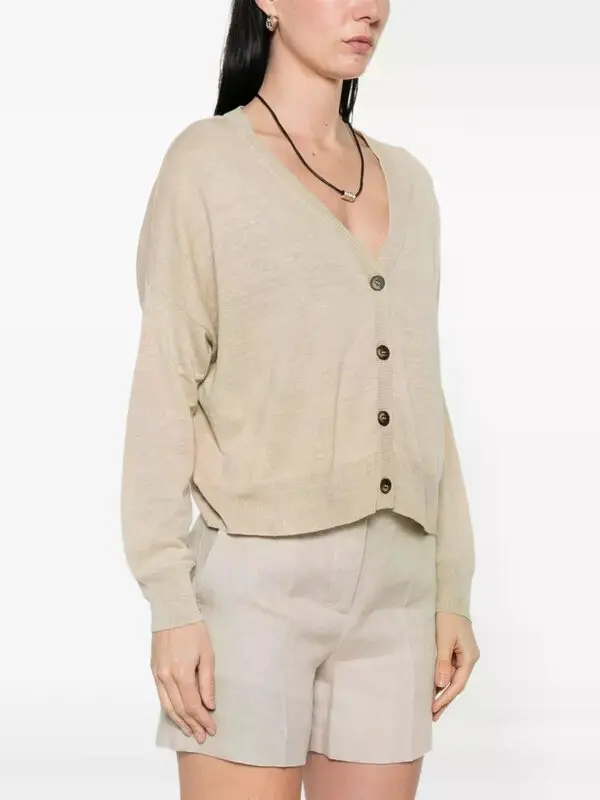 BASE Buttoned V-neck Cardigan - Neutrals